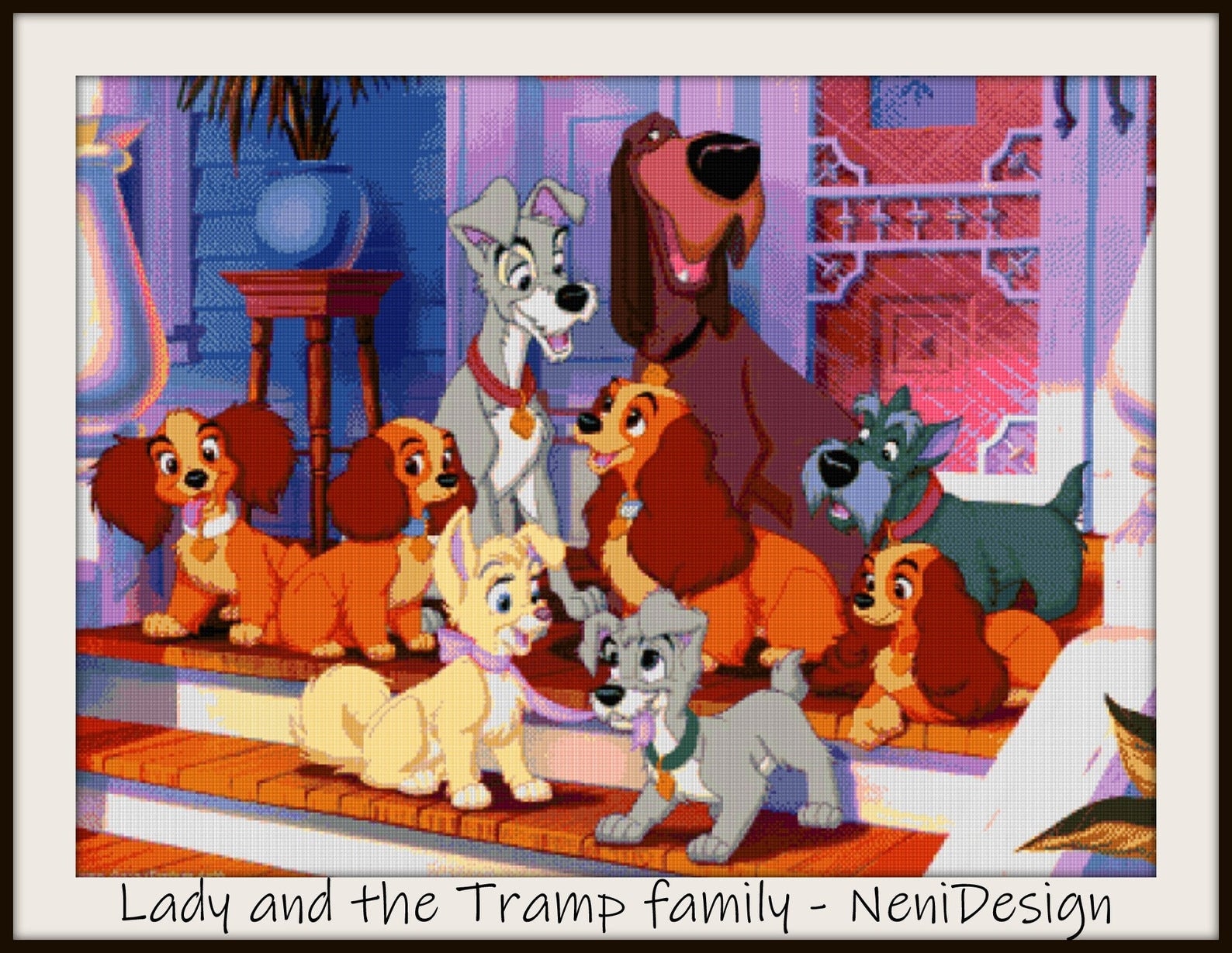 Lady and the Tramp Family Cross Stitch Pattern Lady and the - Etsy