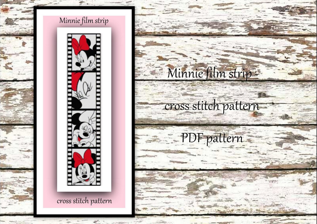 Minnie Film Strip, Cross Stitch Pattern, Minnie Mouse Cross Stitch Kids ...