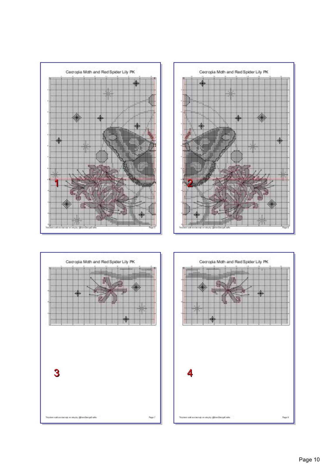 Cecropia Moth and Red Spider Lily Cross Stitch Pattern Moth - Etsy