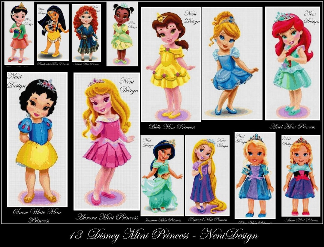 13 Mini Princess Cross Stitch Pattern Kids Room Decoration Girl Room ...