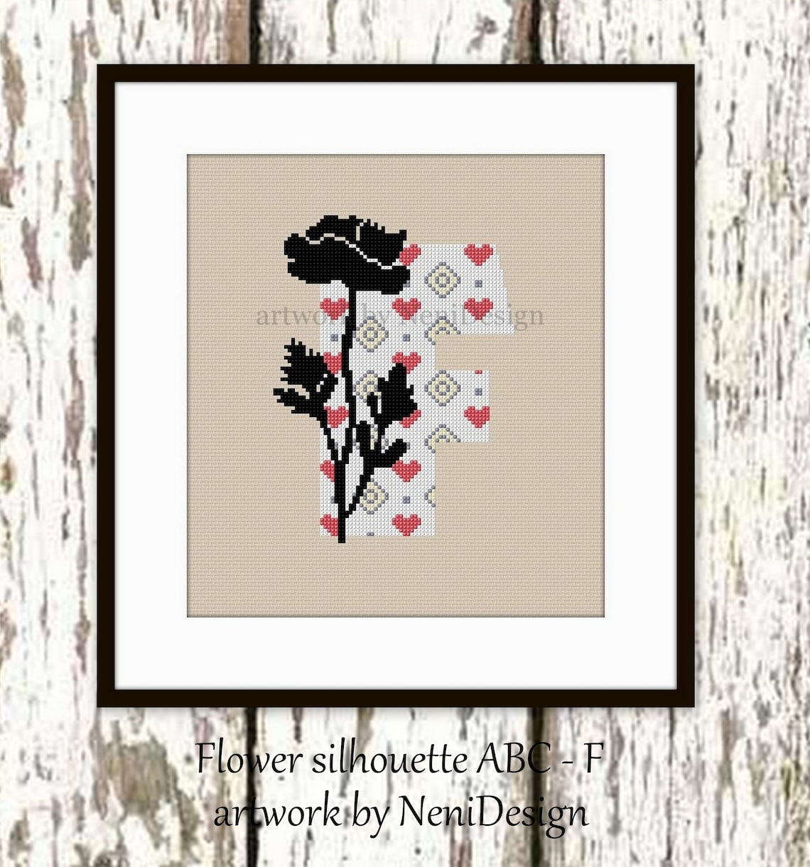 Flower Silhouette ABC F Cross Stitch Pattern Alphabet | Etsy