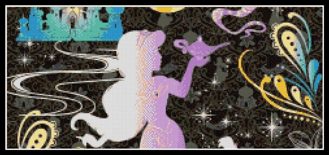 Jasmine Lace Silhouette Cross Stitch Pattern DIY Princess - Etsy