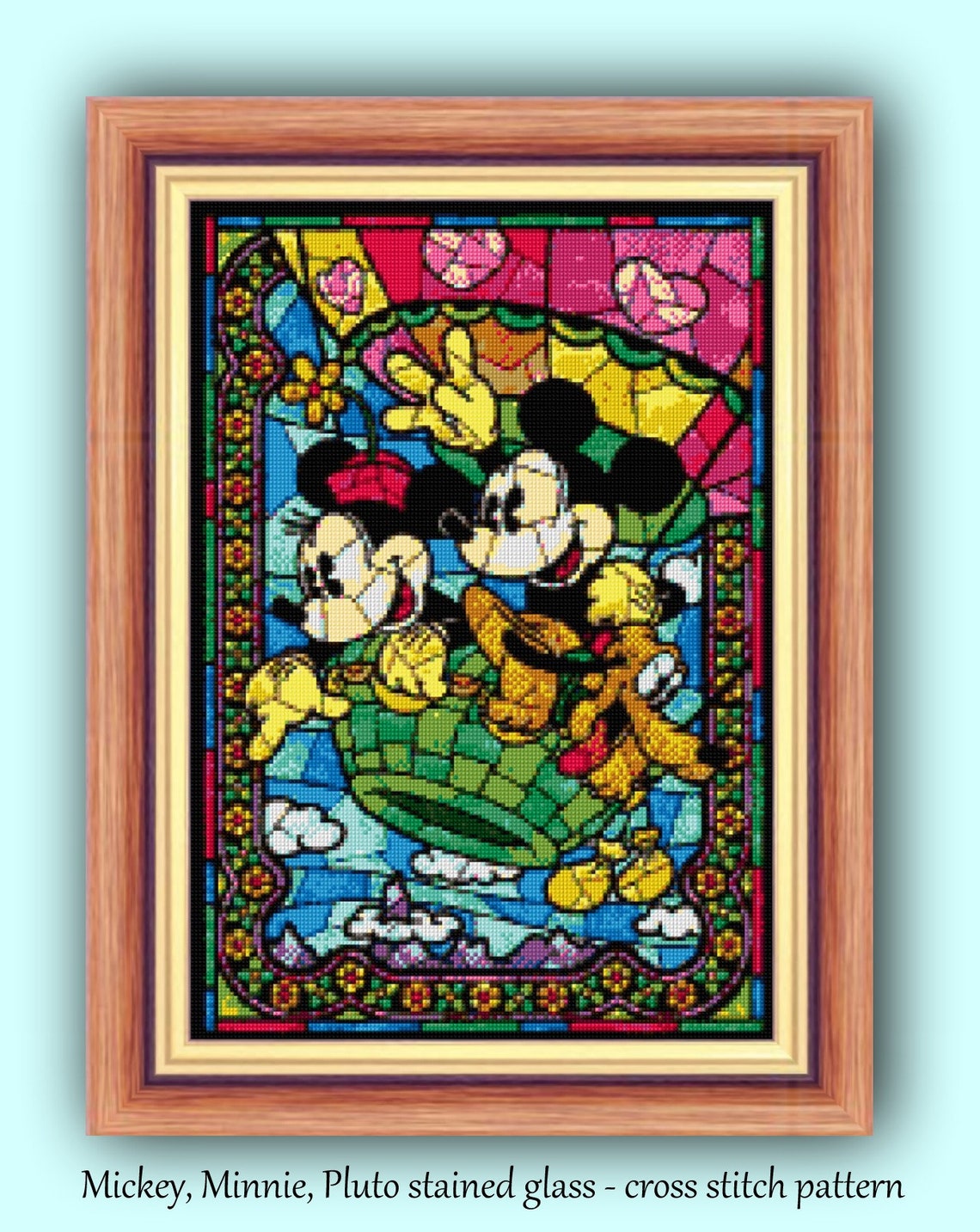 Mickey Minnie Pluto Stained Glass Cross Stitch Pattern Tale - Etsy