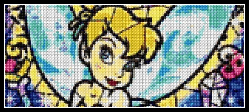 Tinkerbell Stained Glass Cross Stitch Pattern DIY Princess DIY - Etsy