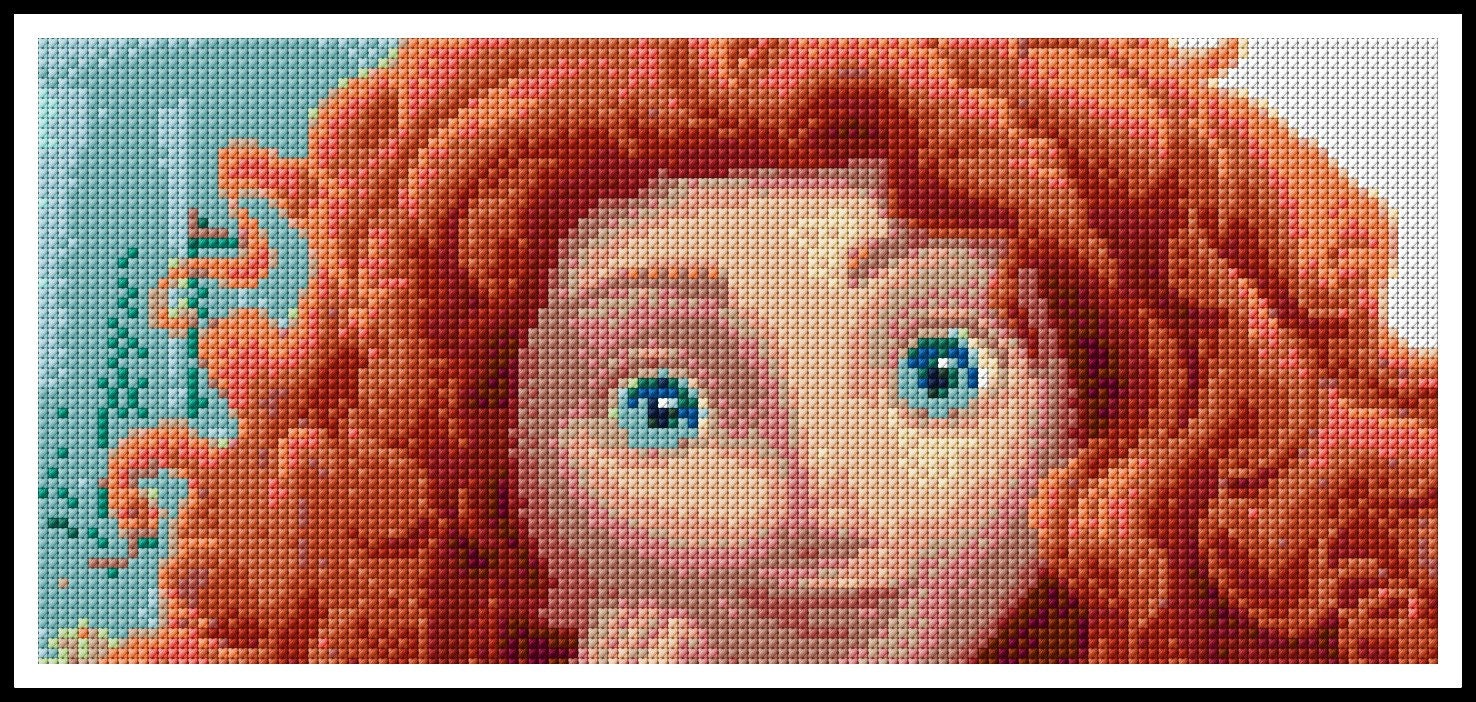 Merida Brave Portrait Cross Stitch Pattern DIY Merida Princess - Etsy
