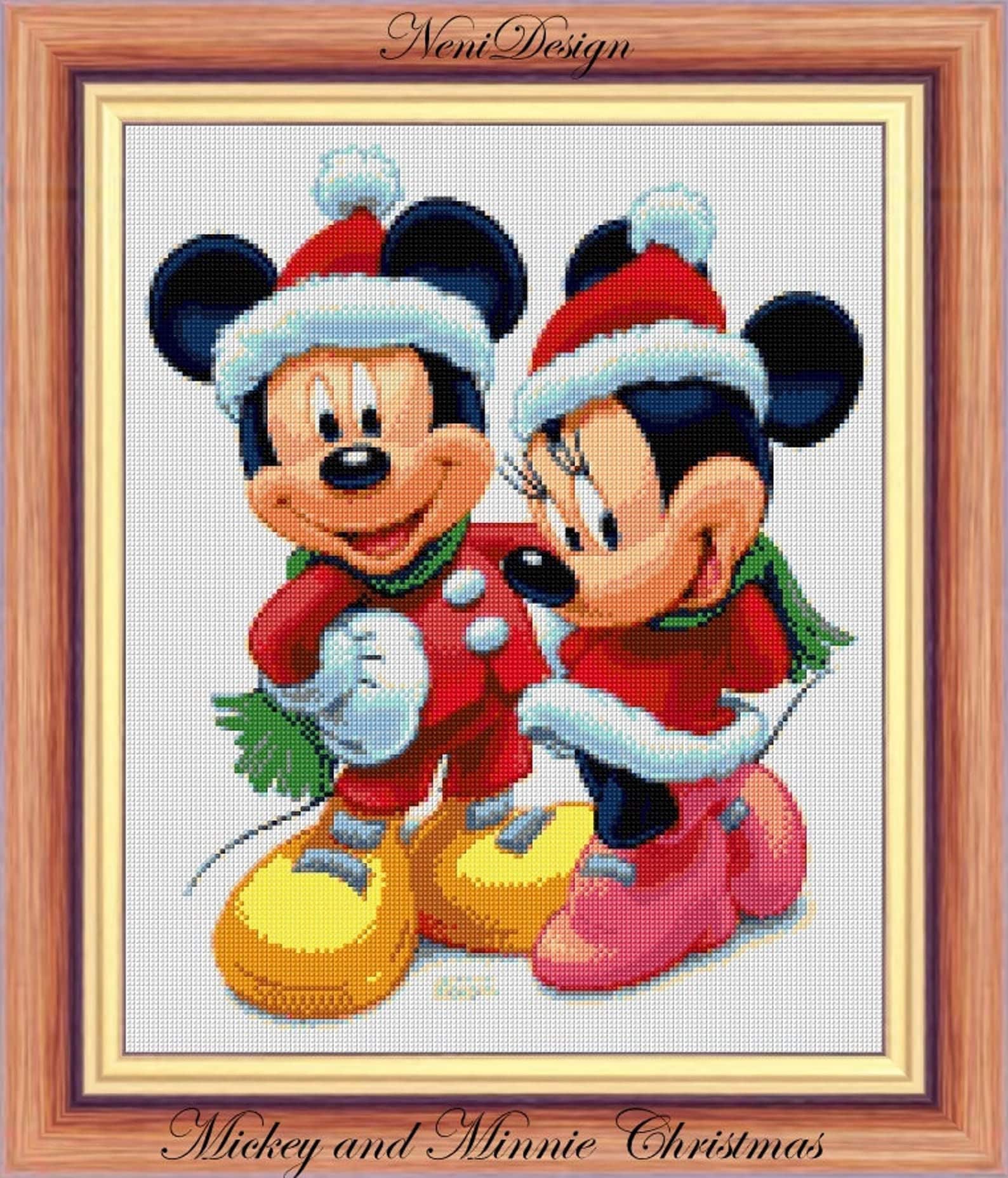 Mickey and Minnie Christmas Cross Stitch Pattern DIY Christmas - Etsy