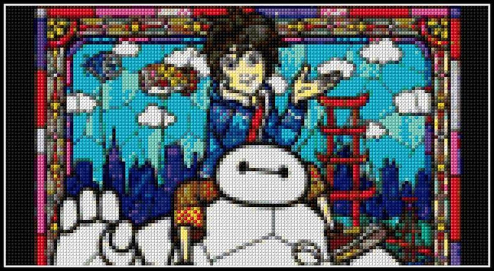 Big Hero Stained Glass Cross Stitch Pattern Cross Stitch Big Hero Kids ...