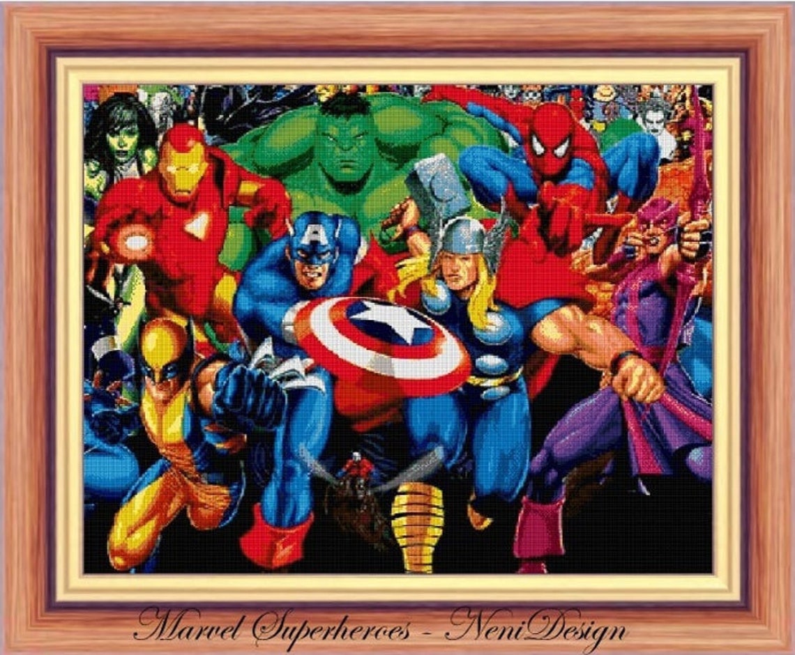 Superheroes Cross Stitch Pattern Kids Room Decoration DIY Kids | Etsy