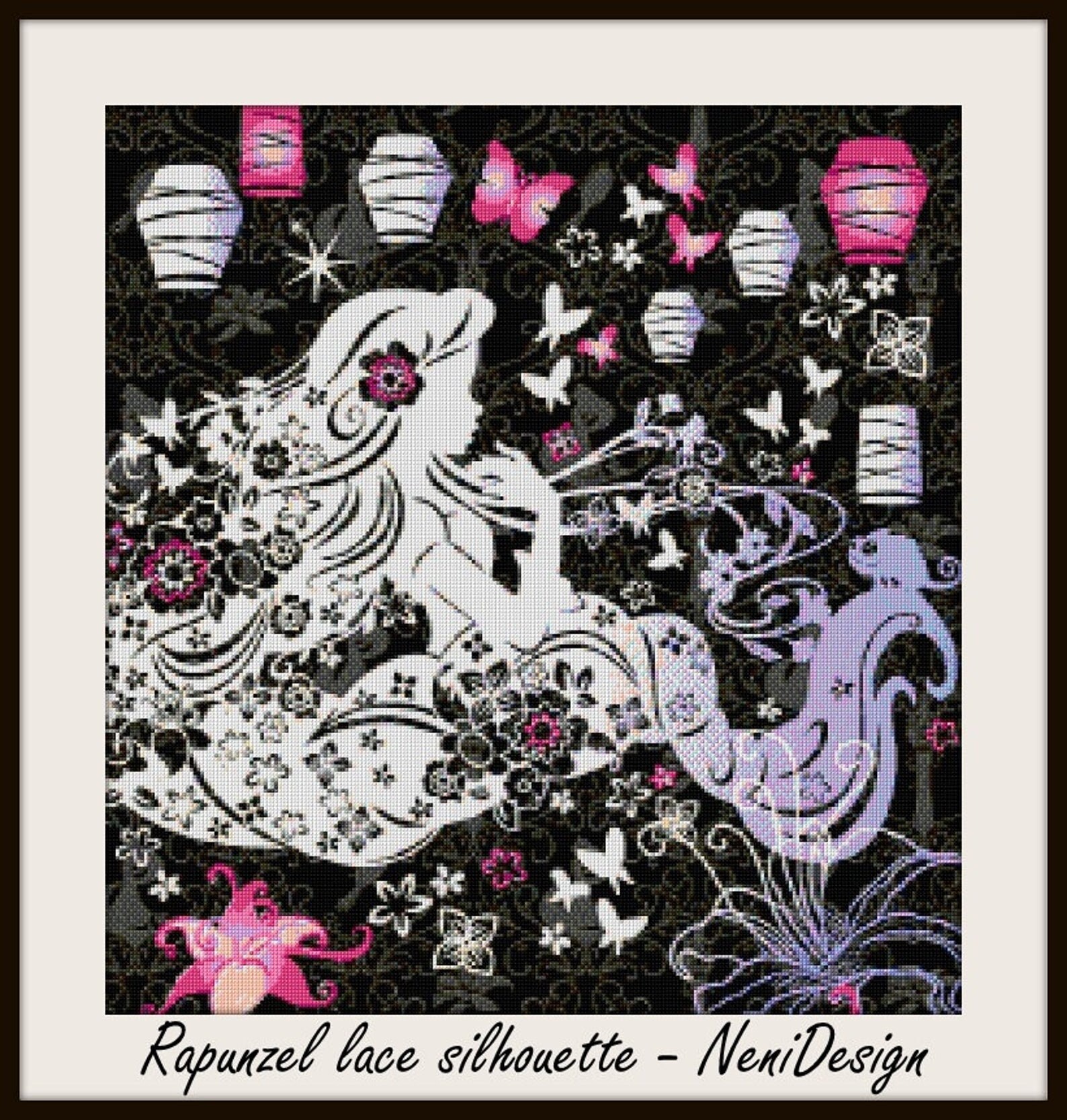 Rapunzel Lace Silhouette Rapunzel Pattern Kids Room Decor DIY ...