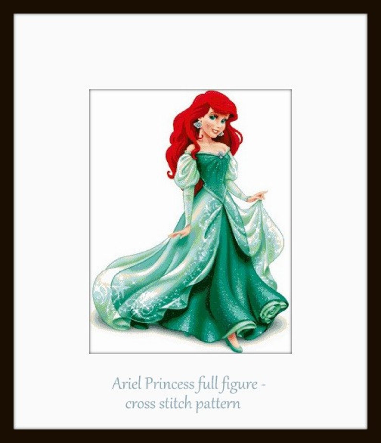 Ariel Princess full figure cross stitch pattern cross stitch | Etsy