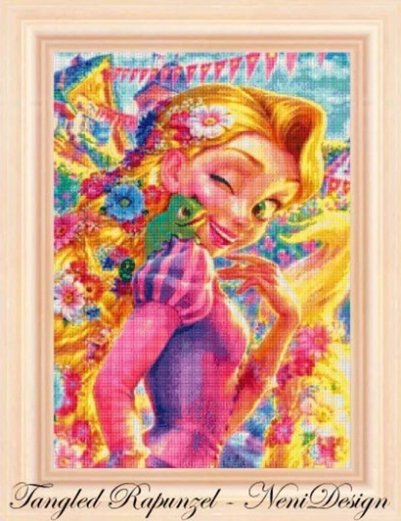 Tangled Rapunzel Cross Stitch Pattern, Tale Heroes (PDF Pattern) - Etsy
