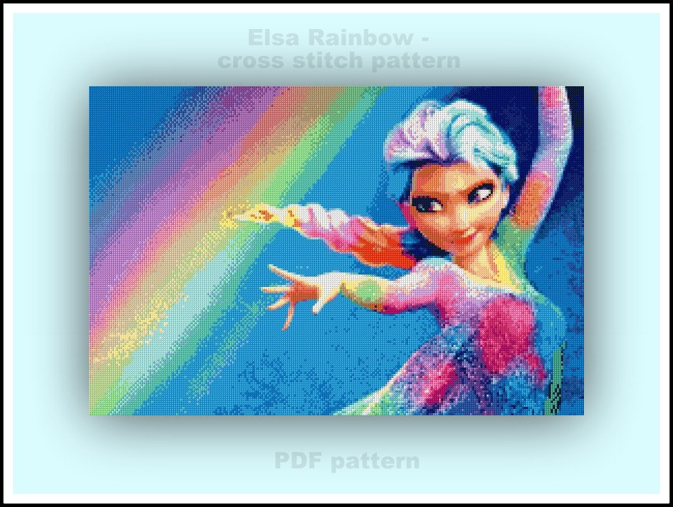 Elsa Rainbow Cross Stitch Pattern Frozen Cross Stitch Elsa - Etsy