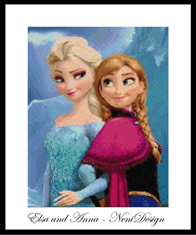 Elsa and Anna Frozen Cross Stitch Pattern Frozen Cross Stitch - Etsy