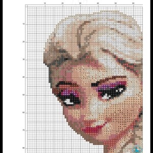 Elsa Princess Full Figure Cross Stitch Pattern Princess Cross Stitch ...