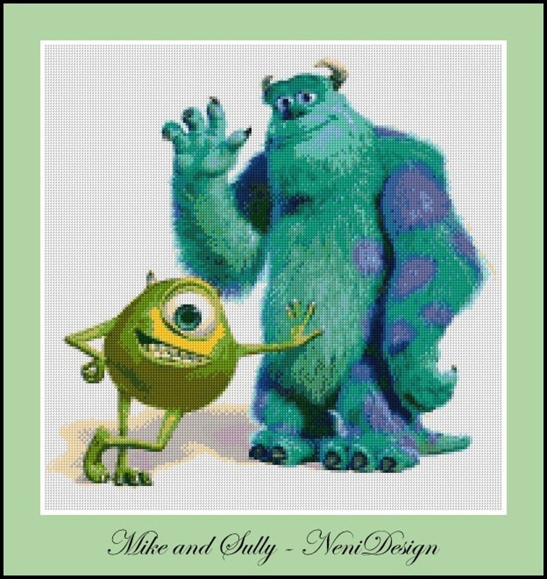 Mike and Sully Cross Stitch Pattern DIY Tale Hero Cross Stitch Kids ...