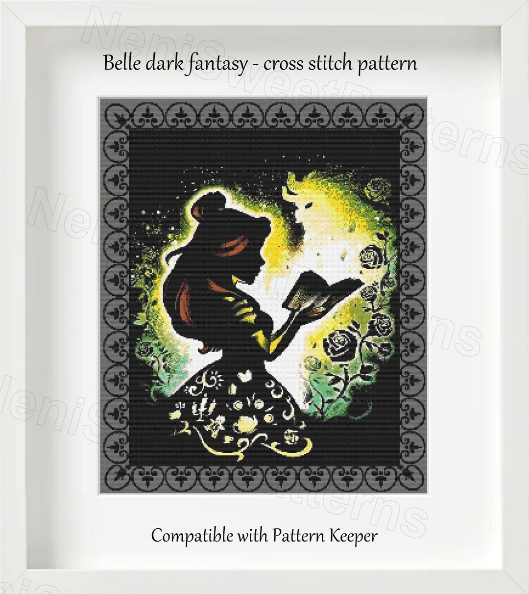 Belle Dark Fantasy Cross Stitch Pattern Princess Pattern Heroes Cross ...