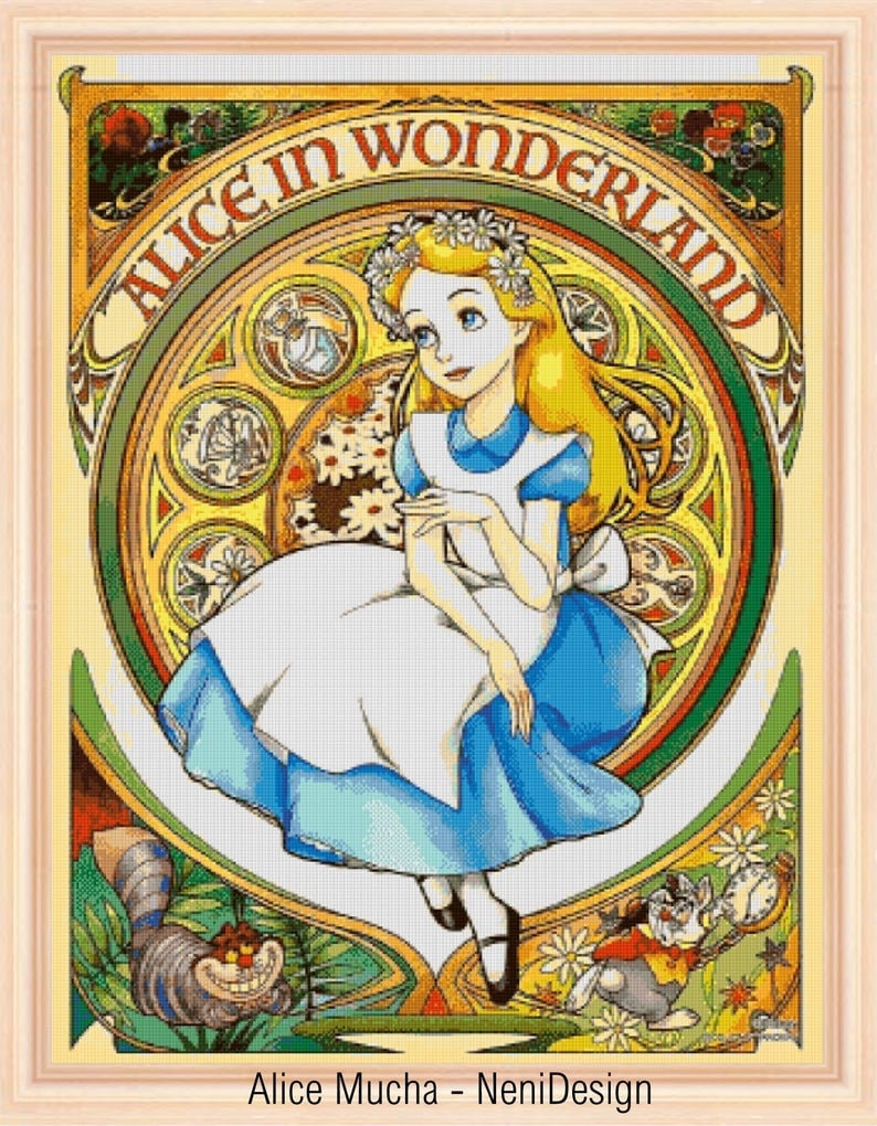 Alice Mucha Cross Stitch Pattern Alice Cross Stitch DIY Alice Princess ...