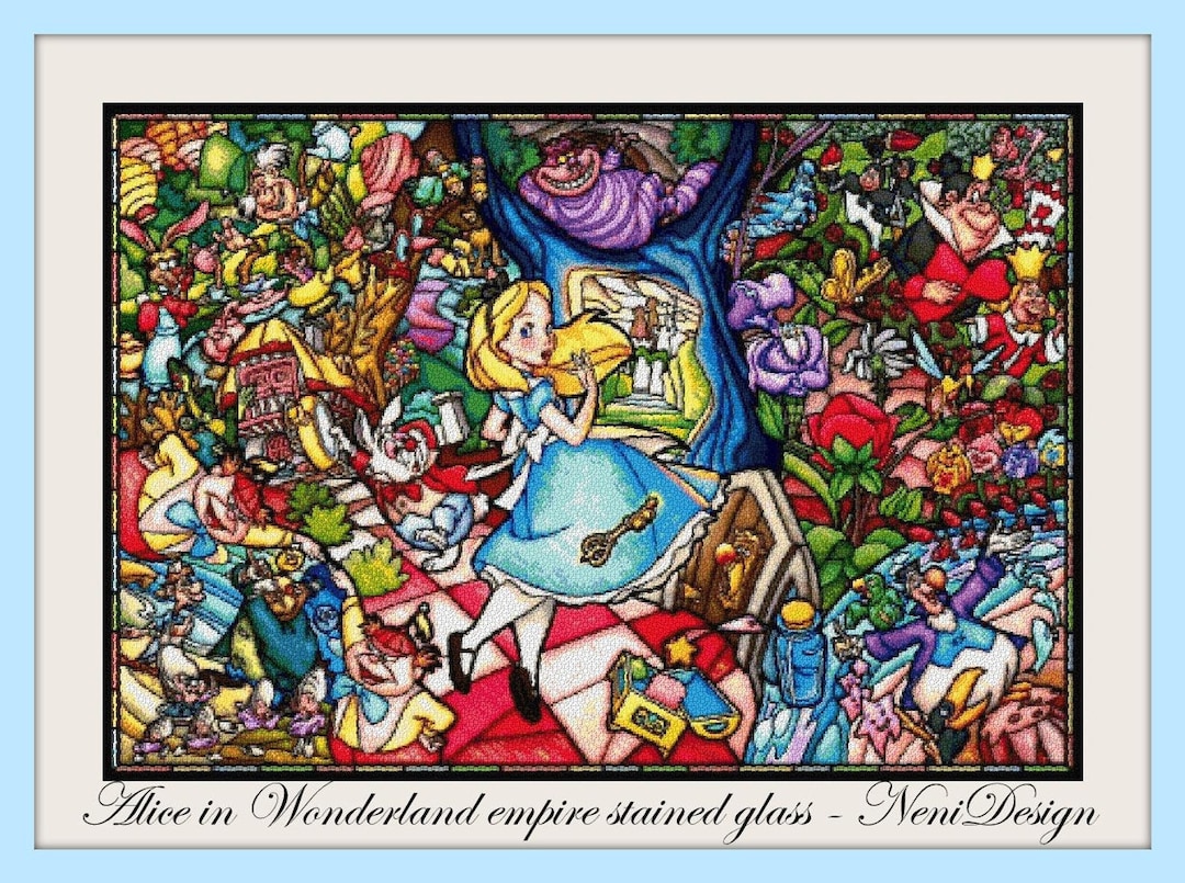 Alice in Wonderland Stained Glass Cross Stitch Pattern (PDF) - Etsy