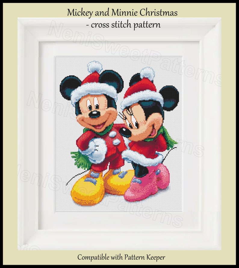 Mickey and Minnie Christmas Cross Stitch Pattern Compatible - Etsy
