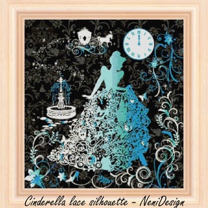 Cinderella Lace Silhouette Princess Pattern Cinderella Cross Stitch ...