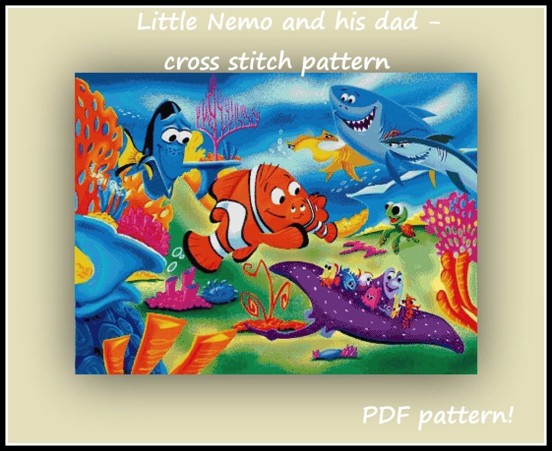 Little Nemo and His Dad Cross Stitch Pattern Nemo Cross Stitch Nemo ...