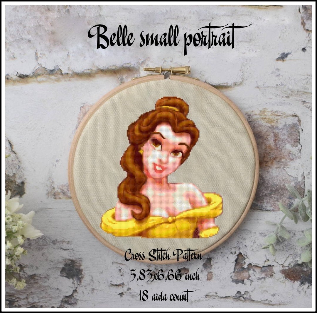 Belle Small Portrait Cross Stitch Pattern Princess Cross Stitch Belle ...