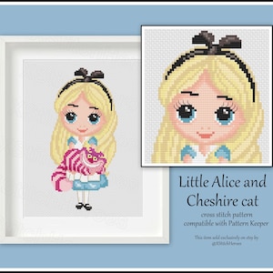 Little Alice and Cheshire Cat Cross Stitch Pattern Princess Cross ...