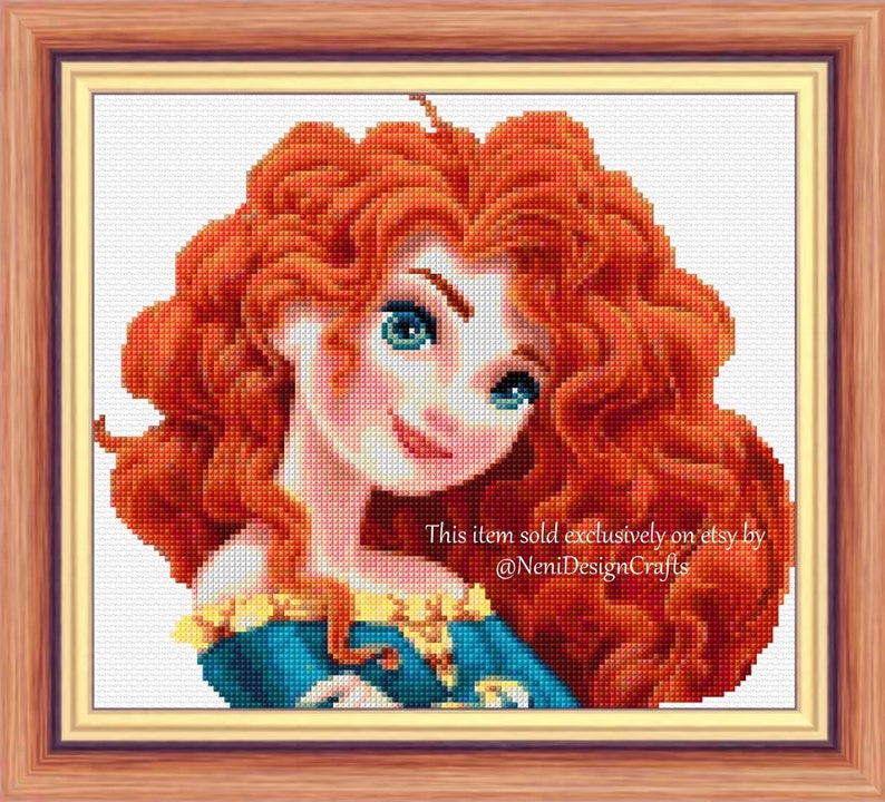 Merida Small Portrait Cross Stitch Pattern Princess Cross - Etsy