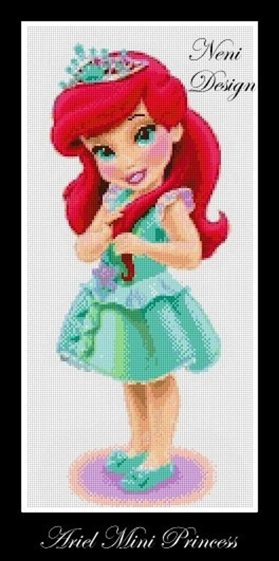 Ariel Mini Princess Cross Stitch Pattern Kids Room Decoration DIY Tale ...