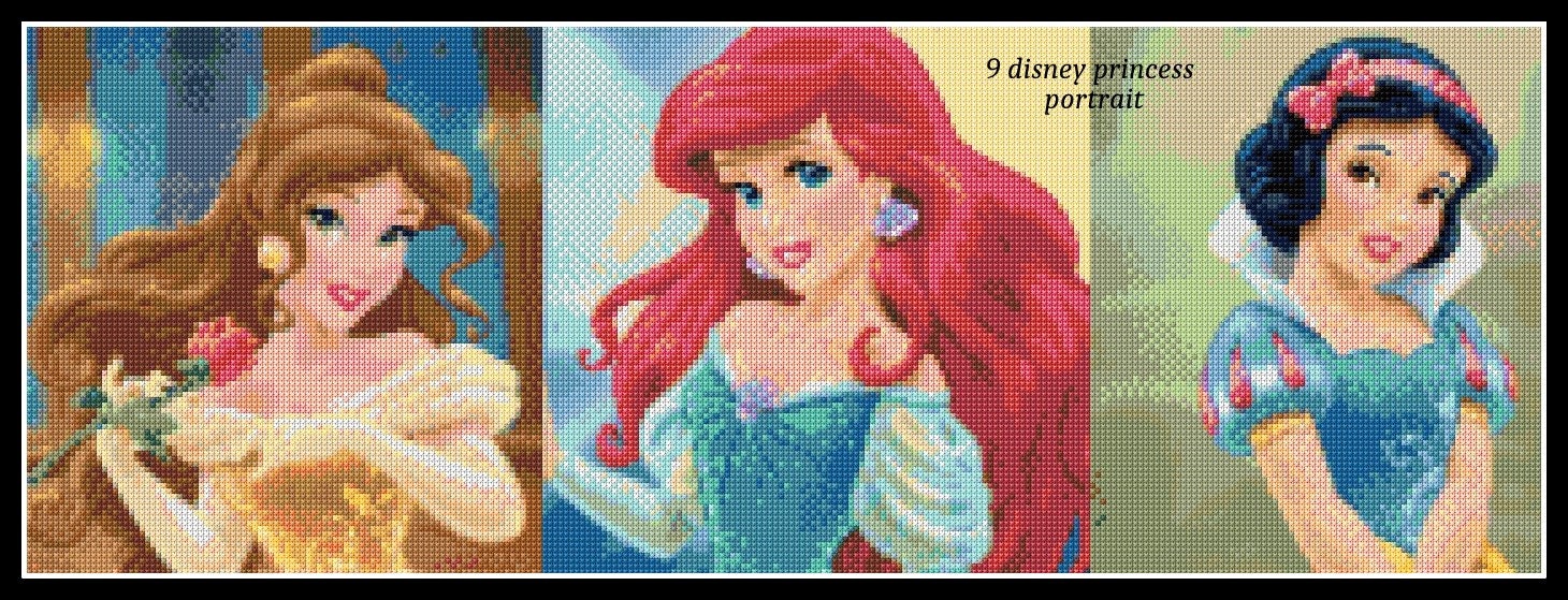 9 Princess Portrait Cross Stitch Pattern DIY Princess Cross - Etsy