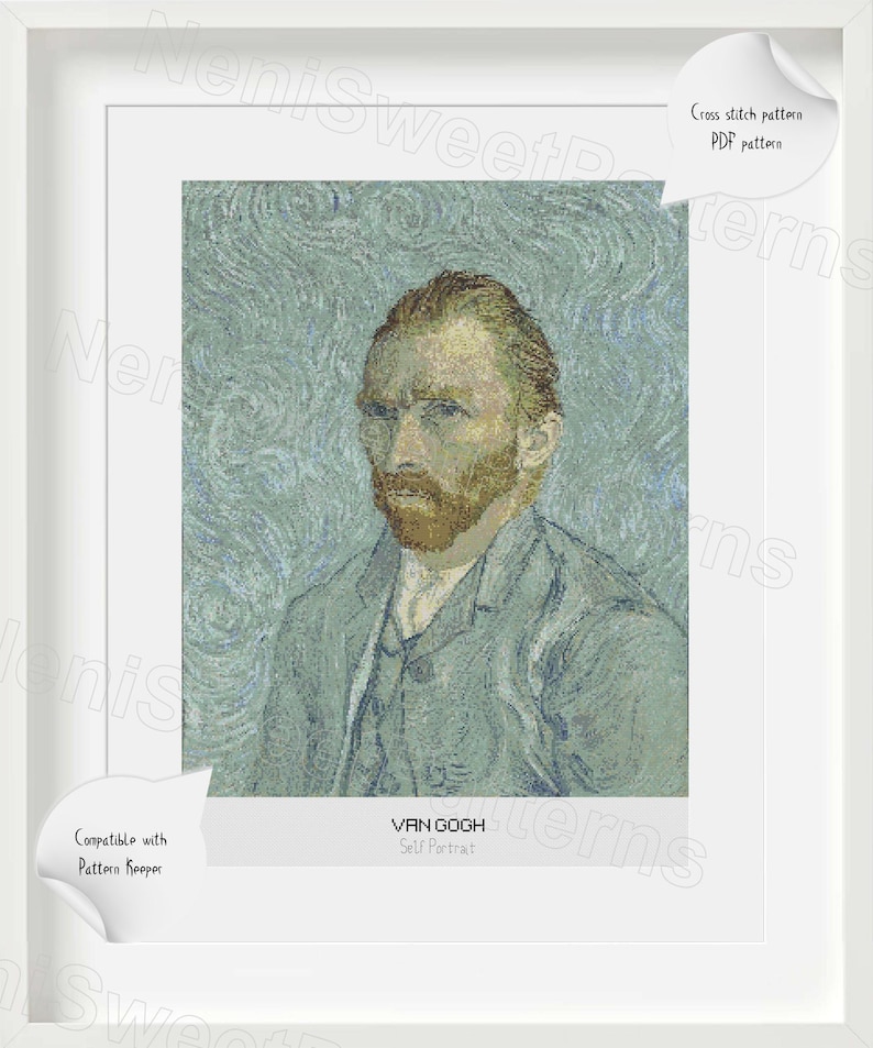 Van Gogh Self-portrait Cross Stitch Pattern (PDF Pattern) - Etsy