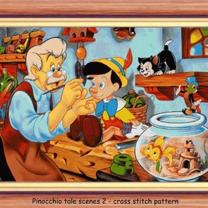 Pinocchio Tale Scenes 2 Cross Stitch Pattern Kids Room Decoration DIY ...