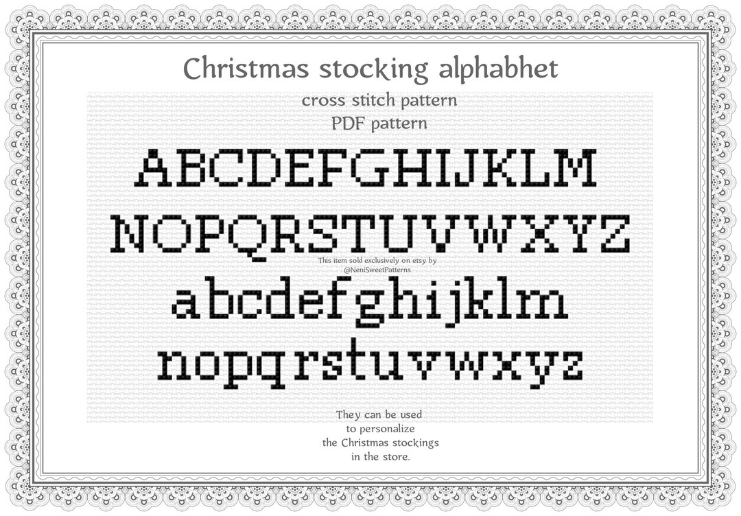 Christmas Stocking Alphabet Cross Stitch Pattern (PDF Pattern) - Etsy