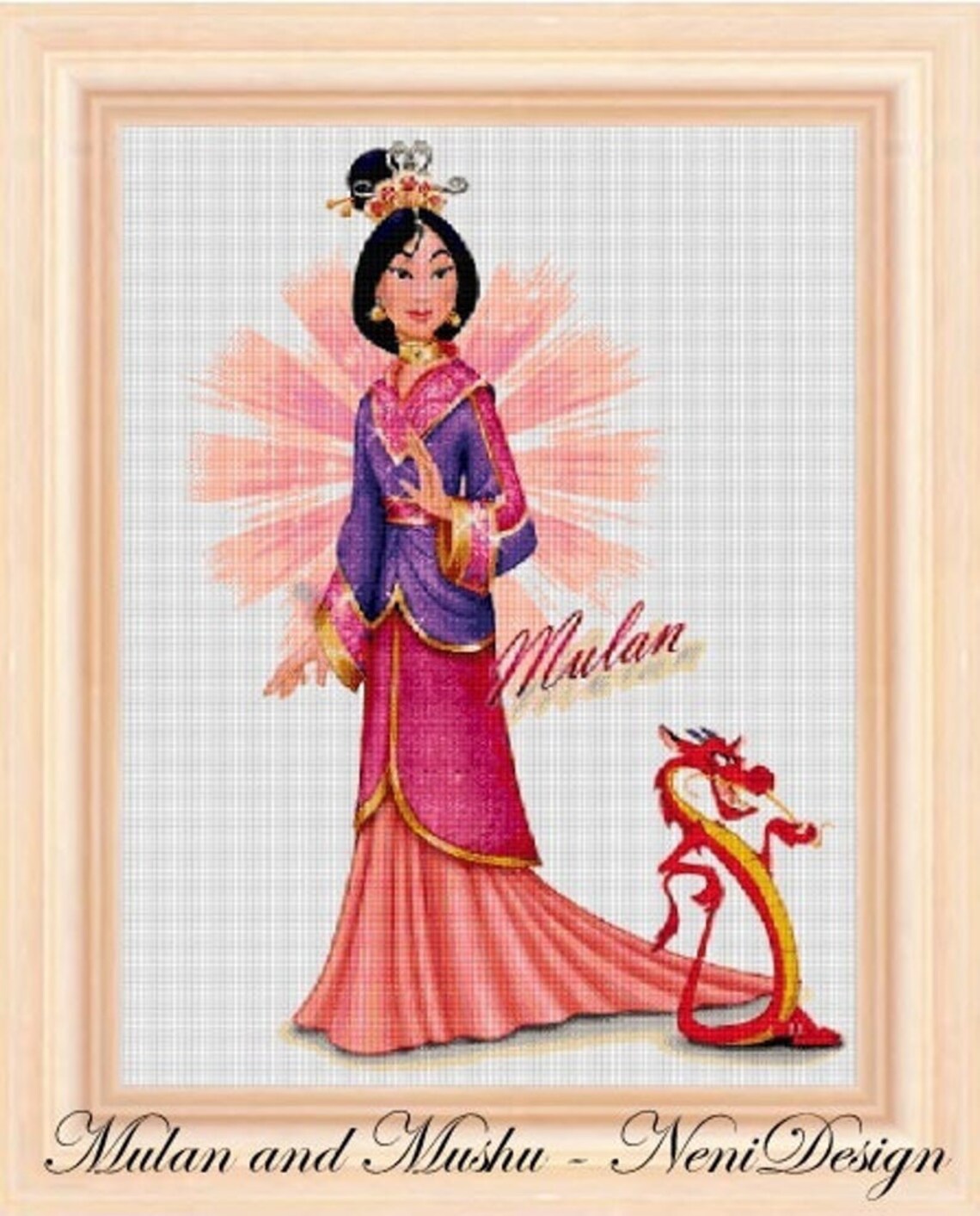 Mulan and Mushu Cross Stitch Pattern Princess Cross Stitch - Etsy