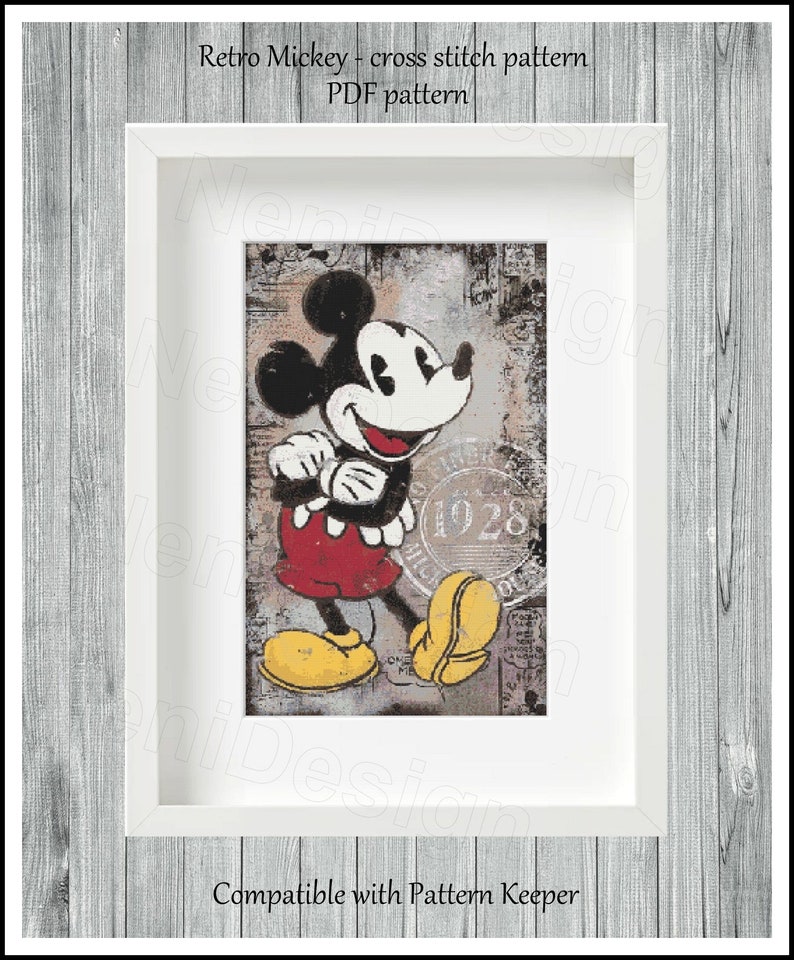 Retro Mickey Cross Stitch Pattern Retro Cross Stitch Mickey - Etsy
