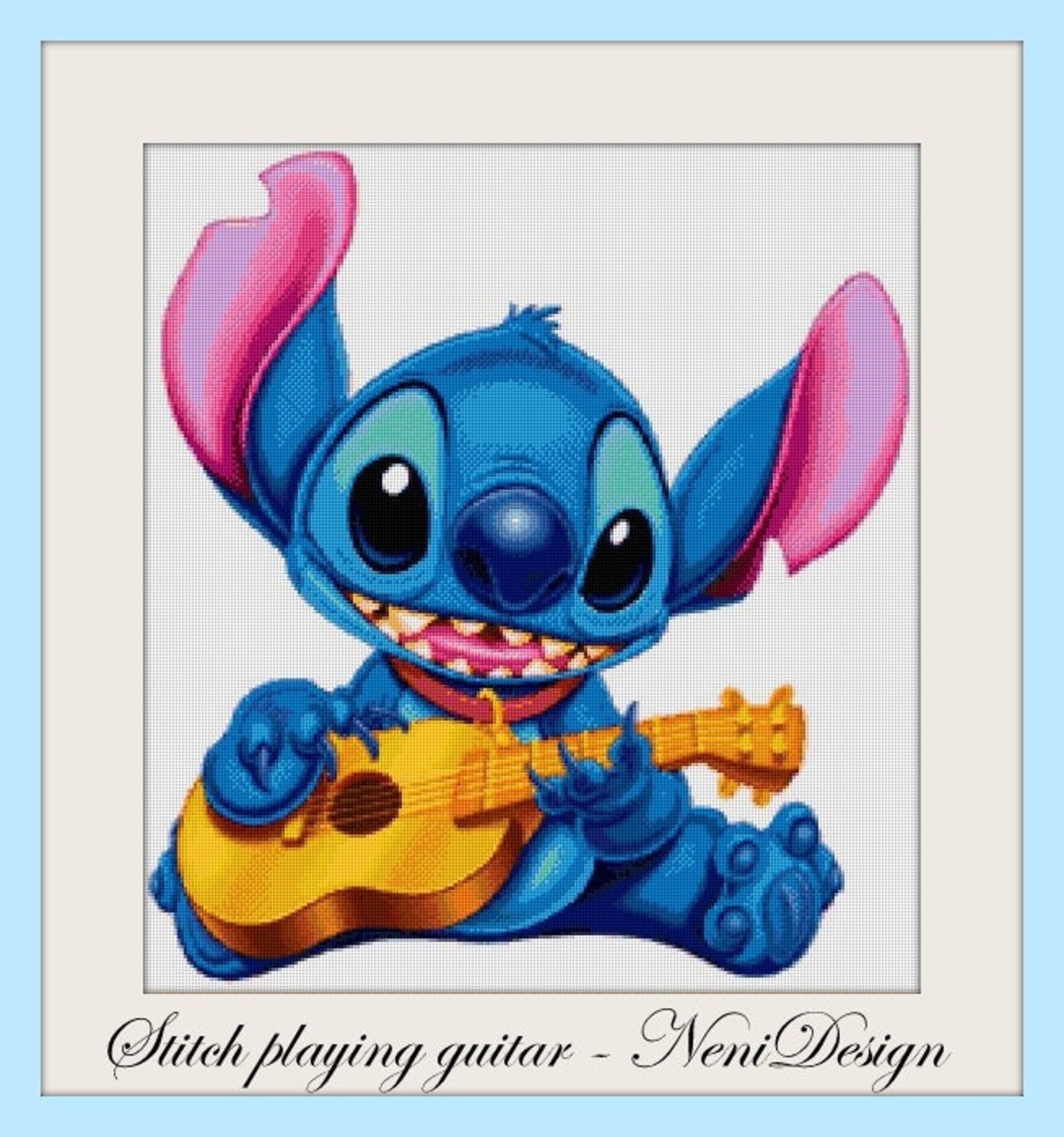 Stitch Playing Guitar Cross Stitch Pattern: Kids Room Decor (PDF) - Etsy