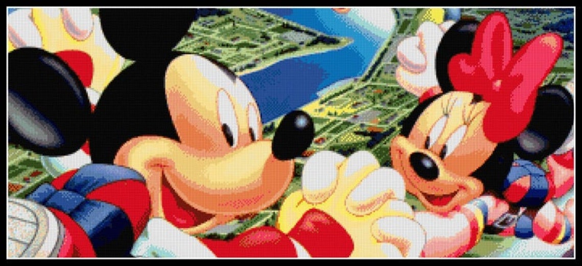 Mickey and Minnie Are Parachuting Cross Stitch Pattern DIY - Etsy
