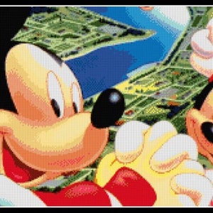 Mickey and Minnie Are Parachuting Cross Stitch Pattern DIY Mickey DIY ...