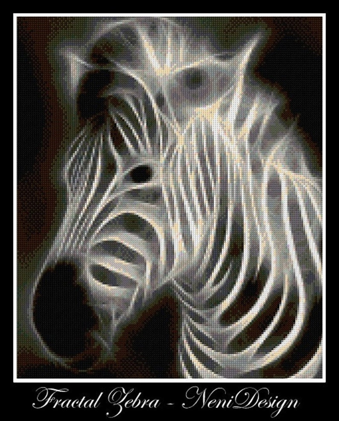 Fractal Zebra, Cross Stitch Pattern, Cross Stitch Zebra, Cross Stitch ...