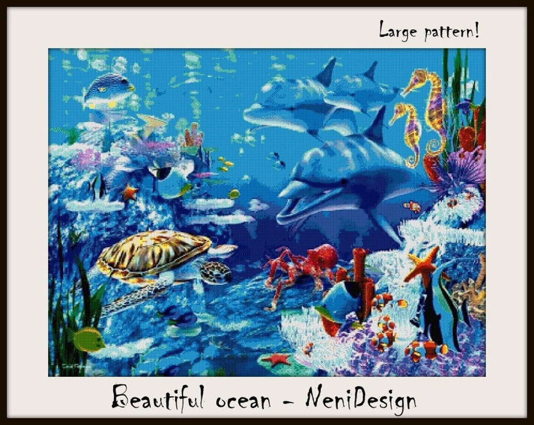 Beautiful Ocean Cross Stitch Pattern Ocean Cross Stitch Ocean Wildlife ...