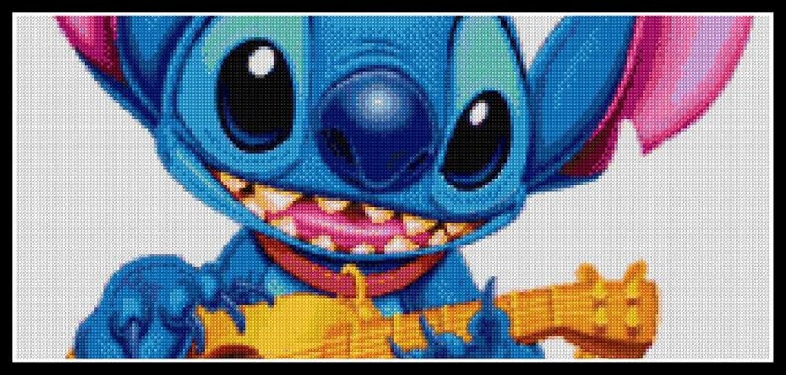 Stitch Playing Guitar Cross Stitch Pattern: Kids Room Decor (PDF) - Etsy