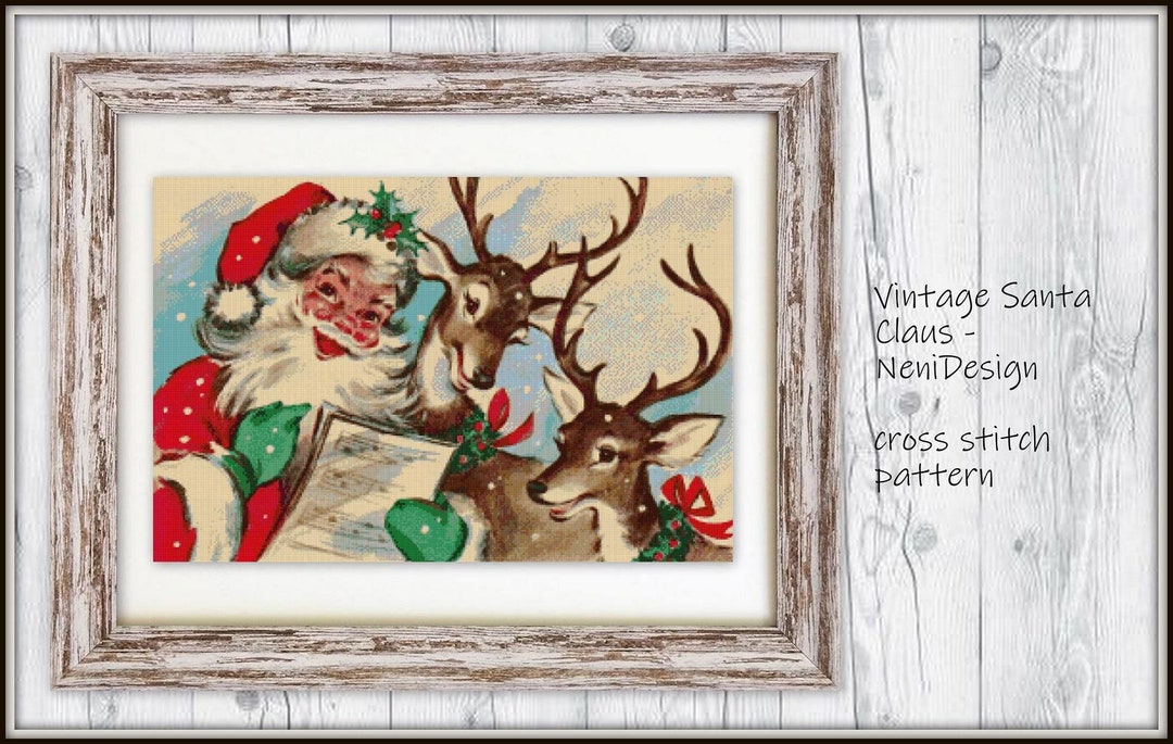Vintage Santa Claus, Cross Stitch Pattern, Cross Stitch Vintage, Cross ...