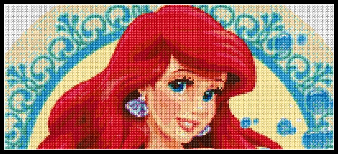 Ariel Cross Stitch Pattern Princess Portrait DIY Princess - Etsy
