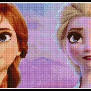 Anna and Elsa Frozen 2 Cross Stitch Pattern Frozen Cross Stitch Frozen ...