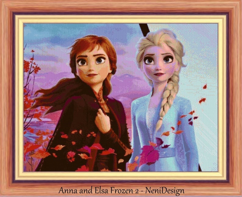 Anna and Elsa Frozen 2 Cross Stitch Pattern Frozen Cross Stitch Frozen ...