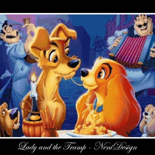 Lady and the Tramp Cross Stitch Pattern DIY Lady Cross Stitch - Etsy