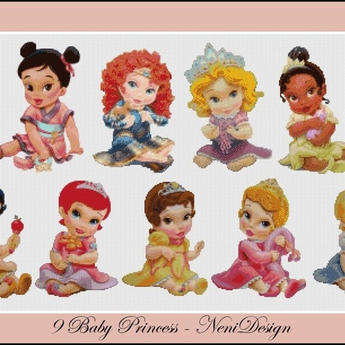9 Princess Portrait Cross Stitch Pattern DIY Princess Cross | Etsy