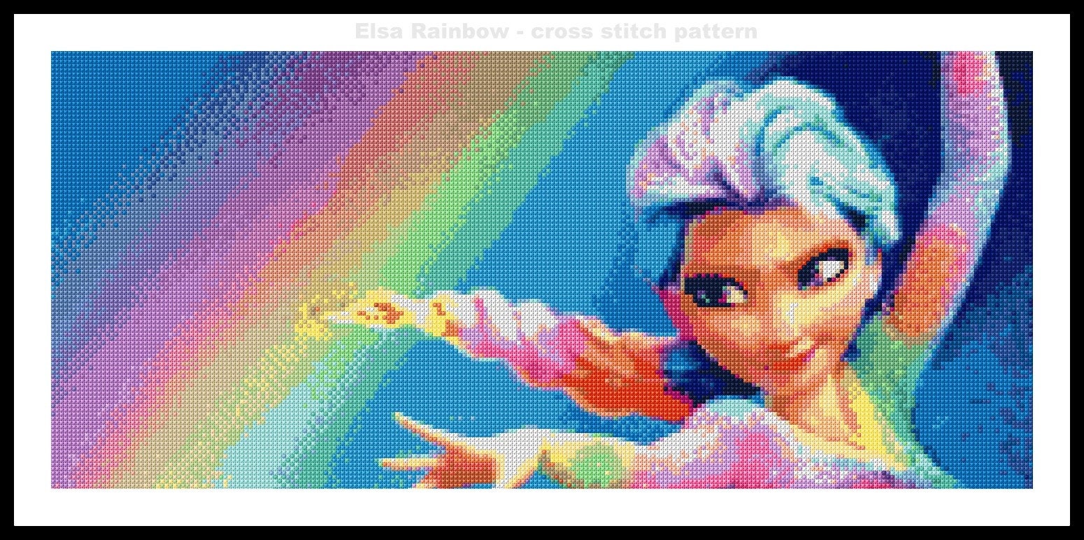Elsa Rainbow Cross Stitch Pattern Frozen Cross Stitch Elsa - Etsy