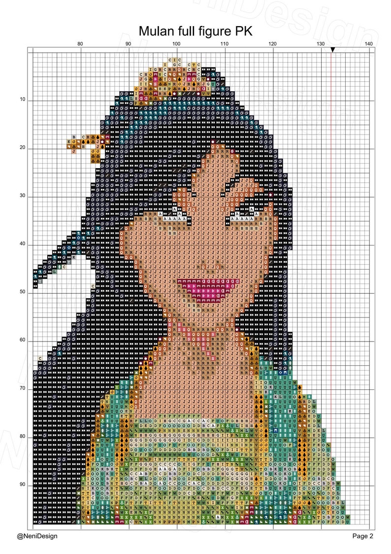 Mulan Princess Cross Stitch Pattern, Full Figure (PDF Pattern) - Etsy