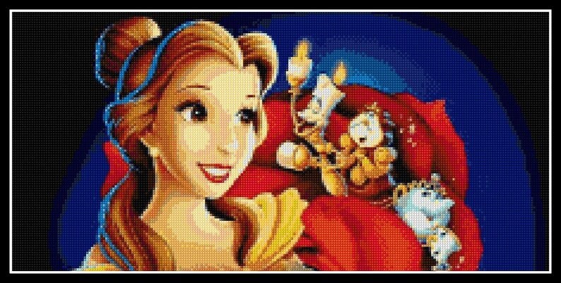 Beauty and the Beast Tale Scene Cross Stitch Belle Kids Room Decoration ...